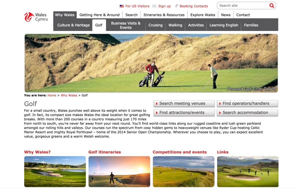 Visit Wales Golf Travel Trade Website – writerog ltd.